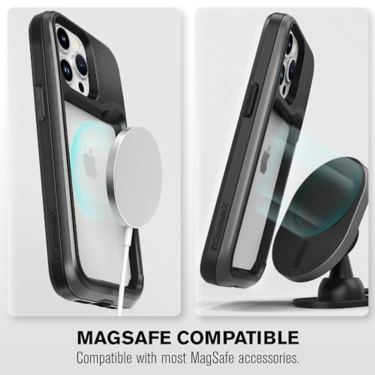 VENA vCommuteX Wallet Case for Apple iPhone 15 Pro Max (6.7"), (Magsafe Compatible, Military Drop Protection) Detachable Leather Cover Card Slot Holder with Kickstand - Space Gray/Black