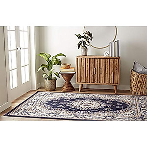 Home Dynamix Premium Sakarya Traditional Medallion Area Rug, Navy Blue/Brown, 5'2"x7'4"