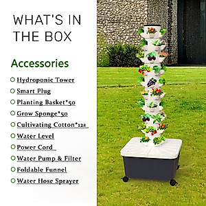 Sjzx Hydroponic Growing System(No Seedlings Included) | 50-Pod Hydroponic System | Outdoor Indoor Vertical Garden | Home Gardening System for Indoor Herbs and Vegetables | BPA-Free