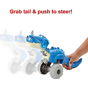 Mattel Disney and Pixar Cars On the Road Dinosaur Toy Vehicle that Eats Cars, Roll-and-Chomp with Tail Steering, 17-inch