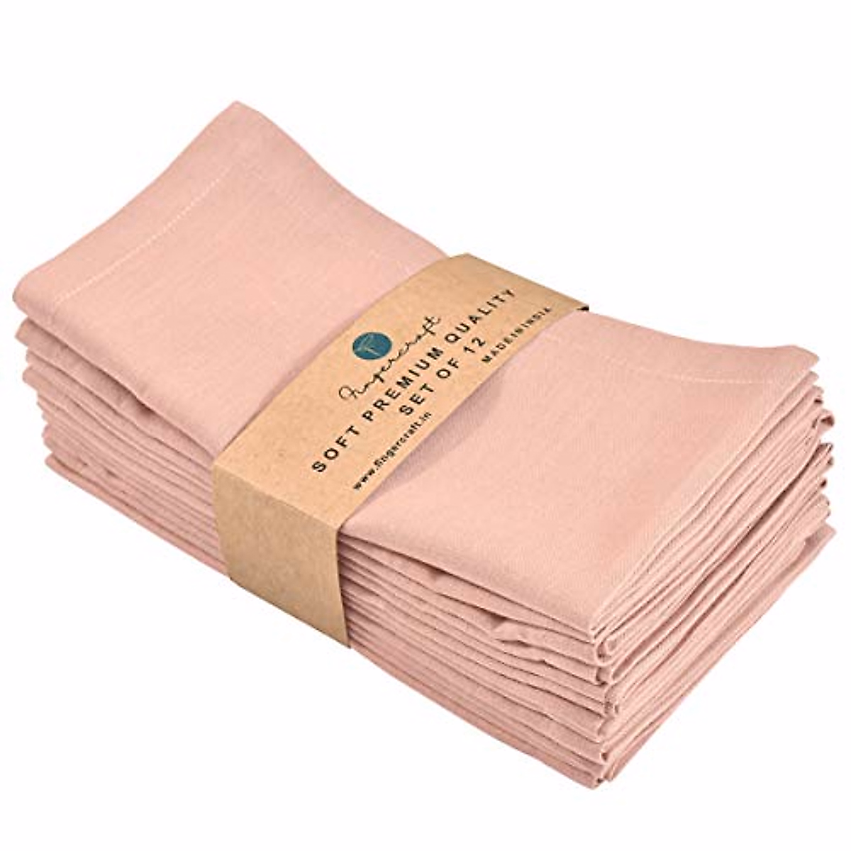 Pink Cloth Napkins Dinner Washable Set of 12 in Cotton Linen Fabric Blush, Premium Quality Soft Durable, Mitered Corners for Everyday Use Hotel Restaurant Good Absorbency Reusable Napkin Dusty Pink