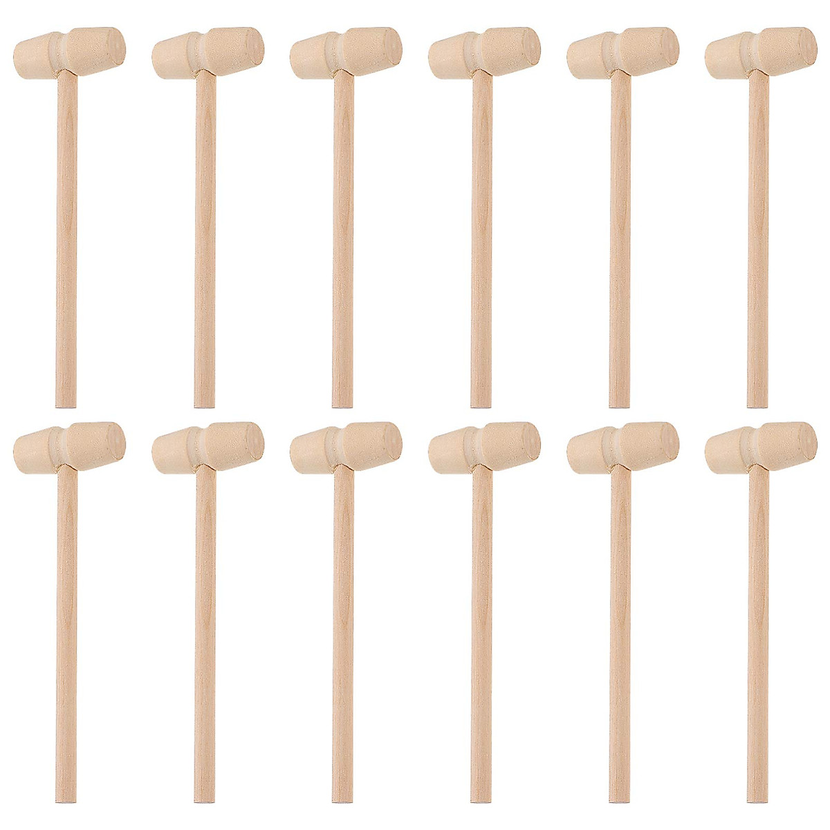 NUOBESTY 24 Pieces Wooden Crab Mallets Seafood Shellfish Wood Cracker Mini Wooden Hammer Mallet Solid Hardwood Crab Hammers for Chocolate Heart