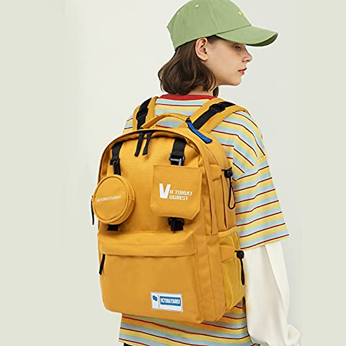 Laptop Backpack Women Men, College Bookbag Water Resistant Travel Backpacks Stylish School Student Bag Gift Casual Hiking Daypack with Anti Theft Pocket Fits 14-15 Inch Computer, Yellow