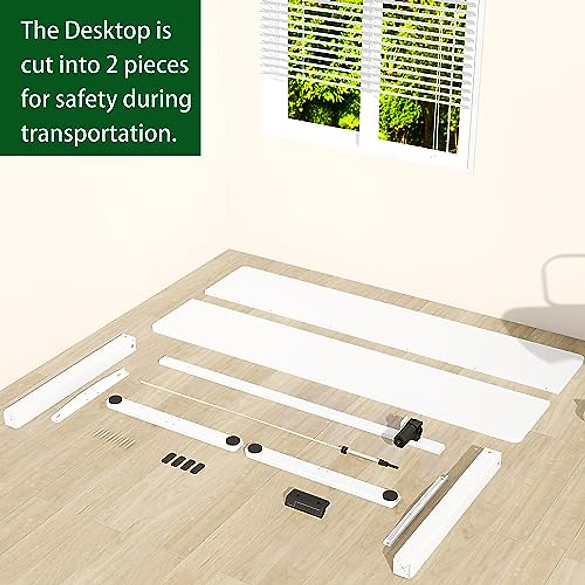 Lubvlook 63 Inch Electric Adjustable Height Standing Desk, Home Office Sit Stand Desk with Splice Board, 63" x 24", White