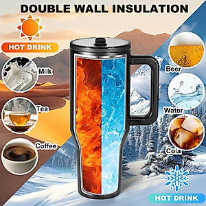 ORJUHA 40 Oz Travel Tumbler - Modern 100% Leakproof Reusable Insulated Tumbler with Handle and flip Straw - Stainless Steel Travel Mug Cupholder Friendly-Gifts for Women & Men (Honeydew)