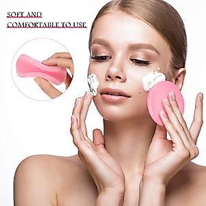 Loyim 120 Pieces Compressed Facial Sponge for Estheticians Face Makeup Removal Cleansing Sponge Pad Exfoliating Spa Wash Round Facial Cleansing Pads Supplies(Pink)