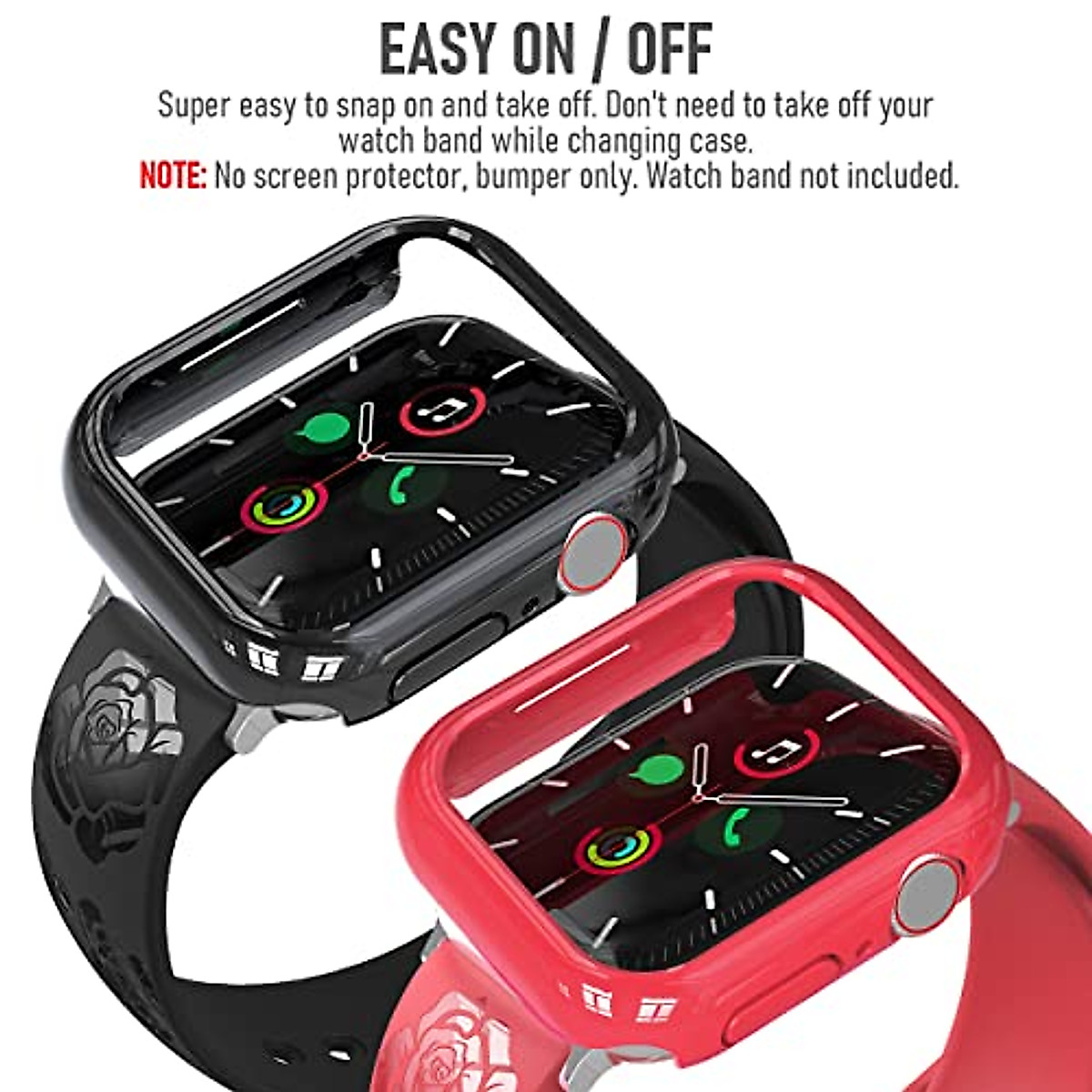 5 Pack Compatible with for Apple Watch Case 45mm 44mm Series 8/SE2/7/6/SE/5/4 Hard PC Thin Lightweight Protective Bumper Frame for iWatch, No Screen Protector