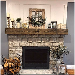 RoCoWood Rustic Handmade Floating Wooden Beam Mantel (84 inches, Espresso)