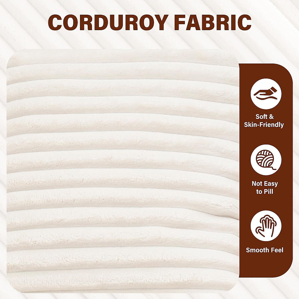 80" W Loveseat Sofa, Mid Century Modern Love Seat Couches for Living Room, Corduroy Small Couch, Comfy Upholstered Couch for Small Spaces, Bedroom,White