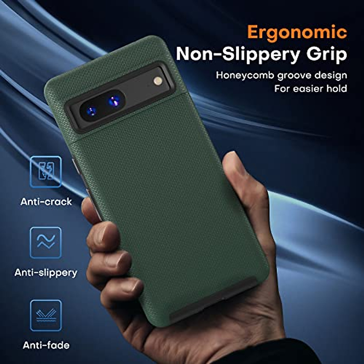 TOCOL for Google Pixel 7 Case, [Military Grade Drop Protection] [Dual Guard],Protective Phone Case for Pixel 7 6.3 Inches, Alpine Green