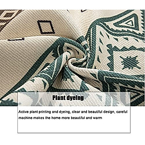 lightlux Boho Area Rug 5' x 7' Large Bedroom Living Room Rug Machine Washable Moroccan Blythe Woven Carpet Tribal Farmhouse Collection Indoor Outdoor(5x7 ft, Green) Christmas Decorations Clearance