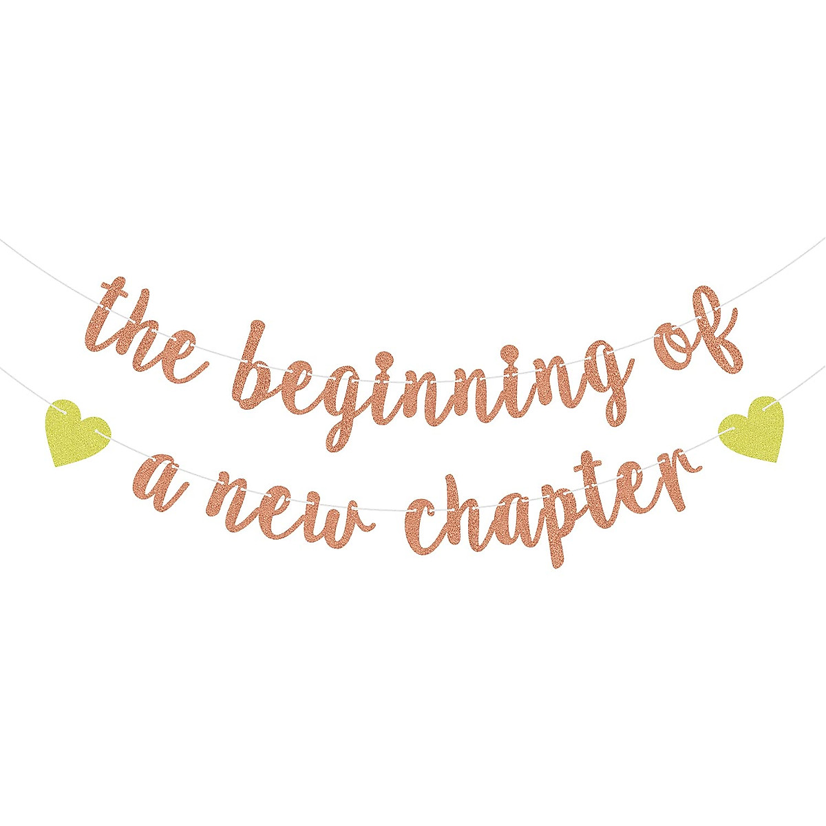 The Beginning of a New Chapter Banner - Farewell Party Decorations - Graduation, Retirement, Baby Shower, Engagement, Job Change, Goodbye Party Decorations, Rose Gold Glitter