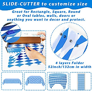 52 in x 100 Ft Oktoberfest Table Roll Party Accessory with Slide Cutter Plastic Table Cloth Roll Oktoberfest Bavarian Blue Diamonds Tablecover for German Themed Party Decorations