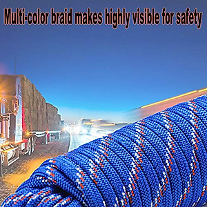 Wellmax Diamond Braid Nylon Rope - 3/8 Inch by 50 Feet Blue Color - Extra Strength, Sunlight and Weather Resistant - Heavy Duty Construction