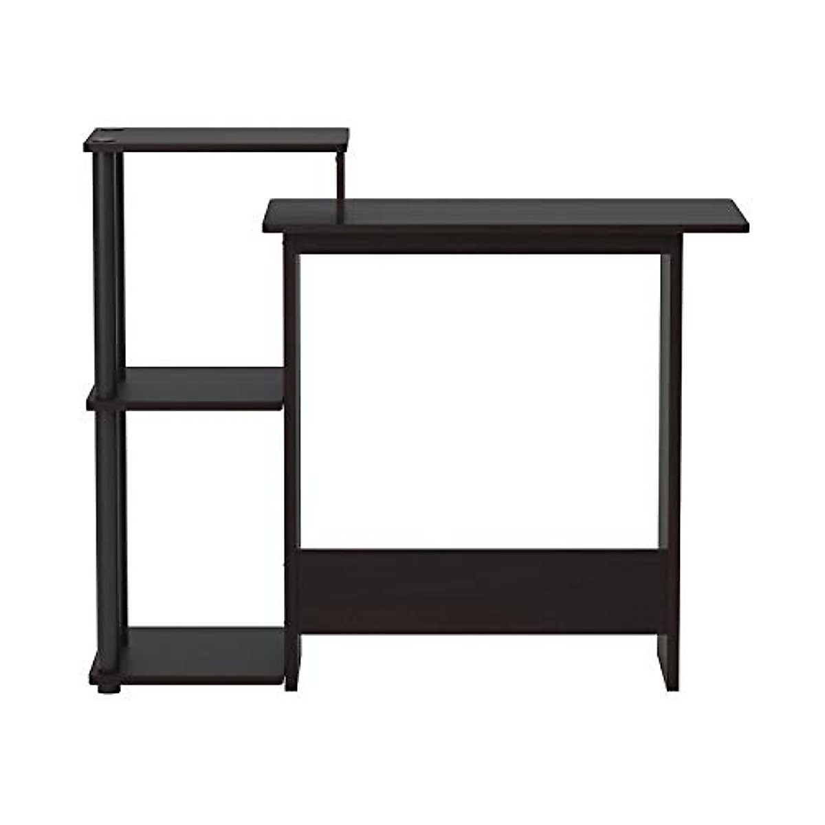 Furinno Efficient Home Laptop Notebook Computer Desk with Square Shelves, Espresso/Black