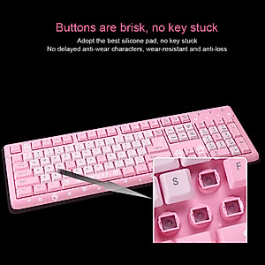 T osuny Wired Ultra-Thin Keyboard, USB, Cute Cartoon, Plug and Play, Pink/Black, Ergonomic, Waterproof for PC/Laptop/Desktop Computer