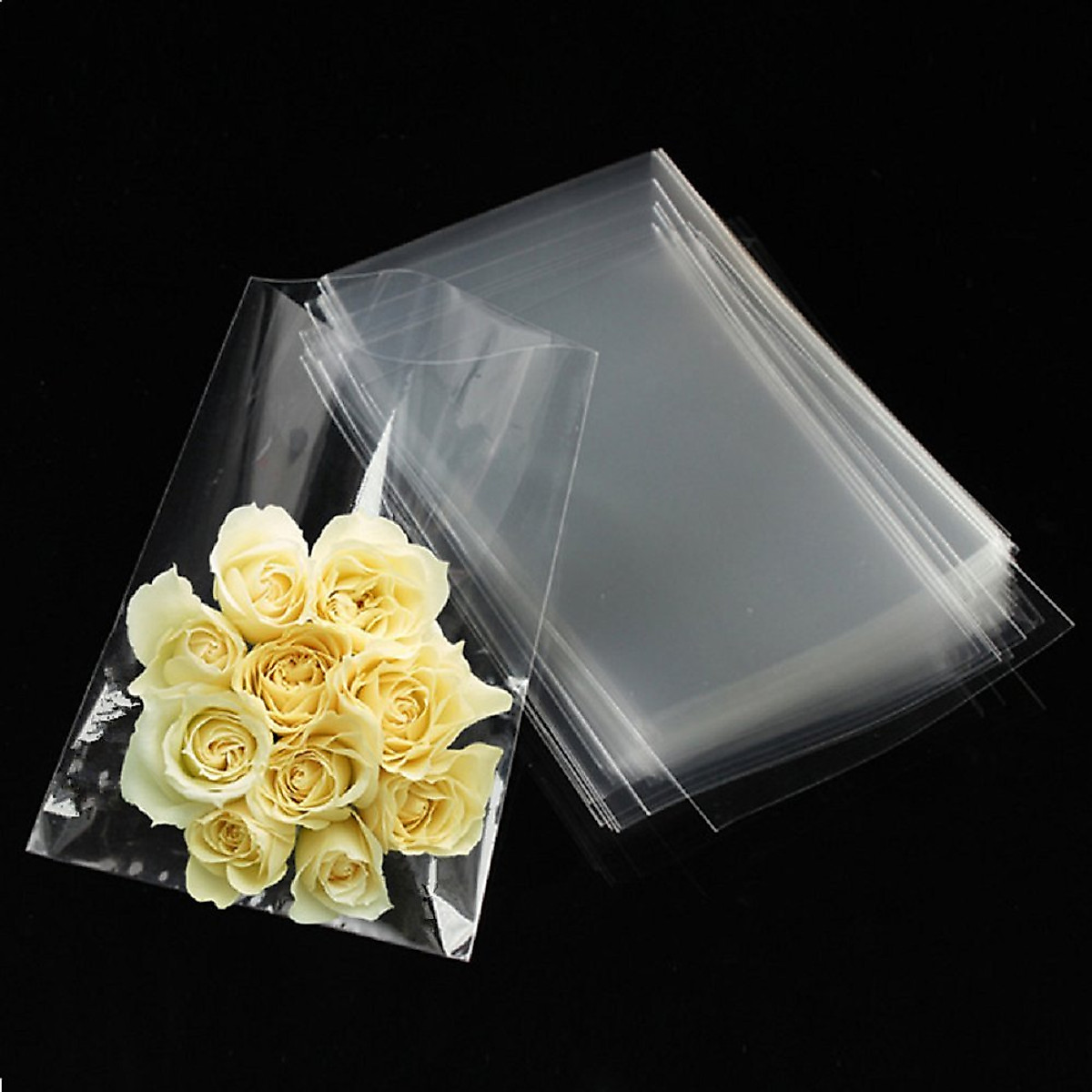 FgfAk 200 Pcs 5x7 Inches Clear Flat Cello/Cellophane Treat Bags Good for Pastry,Bakery,Cookie,Candy and Dessert