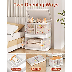 HAIXIN 400QT Stackable Storage Bins With Lids, Plastic Clear Storage Bins Collapsible Storage Drawers, 4 Pack Closet Organizers and Storage Containers with Doors and Wheels For Home, Office, Dorm