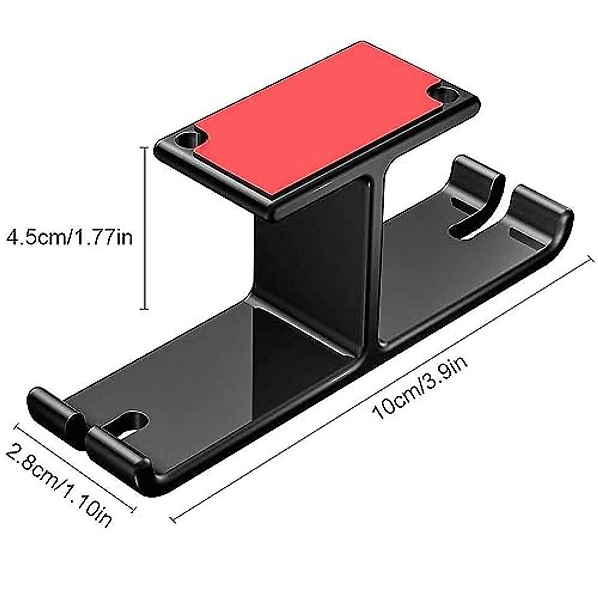 GOGUY Under Desk Hook Aluminum Stick-On Adhesive Dual Headsets Holder Mount PC Gaming Accessories, Headphone Stand with Cable Organizer,Black