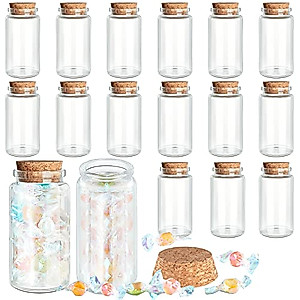 12 Pack Small Glass Cork Bottles, 100 ml/ 3.4 oz, Small Glass Jars Spell Jars Clear Potion Bottles Mini Glass Bottles with Cork Bottle Bright DIY Sand Water Message Decorative Jar Party Favors