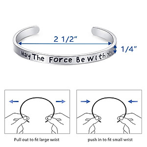 LParkin Star Wars Decor Bracelets For Women Man Starwars Gifts May The Force Be with You Cuff Bracelet