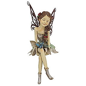 Design Toscano HF326063 Fannie The Garden Fairy Sitting Statue, 12 Inch, 12", Single