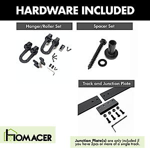 Homacer Mini Black Rustic Non-Bypass Sliding Barn Door Hardware Kit, for Two/Double Doors, 72-inch Long Flat Track, Horseshoe Design Roller, Cabinet TV Stand Console Use…