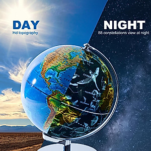 World Globe for High Clear Map Globe,9" Illuminated Constellation Globe,Educational Geographic Globe,Decor for Home Office Classroom