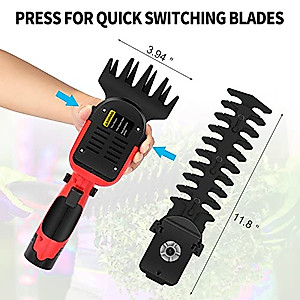 AVID POWER Cordless Grass Shears 7.2V, 2-in-1 Electric Small Hedge Trimmer, Portable Handheld Grass Trimmer with Rechargeable Battery and Charger, Lightweight & Safe Grass Cutter for Garden, Lawn-RED