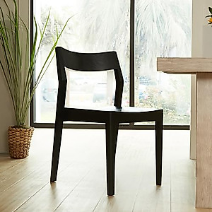 Plank+Beam Modern Dining Chair, Wooden Kitchen and Dining Room Chair, Wood Chair for Office, Living Room, Black