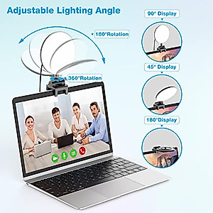 Video Conference Lighting, 4.0" Ring Light for Computer Laptop Monitor, Small Clip on Laptop Ring Lights for Video Calls, Remote Working, Zoom Meetings, Live Streaming, Online Teaching, Interview