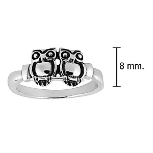 AeraVida Protective Owl Couple in Love .925 Sterling Silver Band Ring (8)
