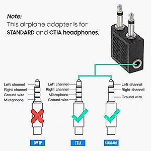 Cmple - [10 Pack Audio Airplane Adapter Dual 3.5mm Male to 3.5mm Female, Airline Flight Headphone Stereo Audio Adapter