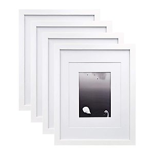 Egofine 11x14 Picture Frames Set of 4, Made of Solid Wood Covered by Plexiglass 5x7 and 8x10 with Mat or 11x14 without Mat, for Table Top Display and Wall Mounting Photo Frame White