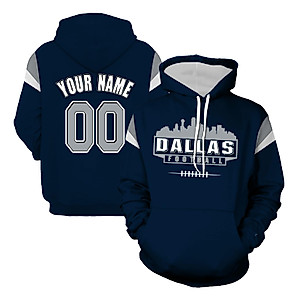 Custom Men's Hoodies Football City Gifts for Men Women Youth Name & Number Fans Hooded Pullover Sweatershirt