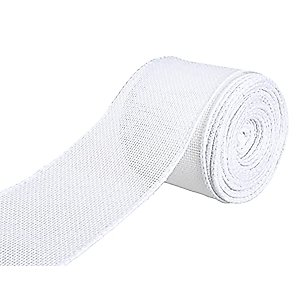 ATRBB White Burlap Wired Ribbon, Solid Color Wired Edge Ribbon, 2.5" x 10 Yd