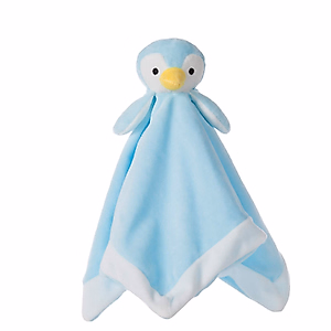 Apricot Lamb Luxury Snuggle Plush Cute Penguin Infant Stuffed Animals Security Blanket Nursery Character Blanket (Blue Penguin, 14 Inches)