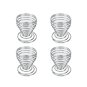 Faotup 4Pcs Spring Egg Cup Holder Spring Wire Egg Tray Spring Wire Egg Cup for Home Kitchen Egg Cup Storage Holder Silver, 1.78"x2.05"(LxH)