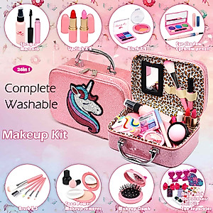 Kids Washable Makeup kit for Girl - Kids Makeup Kit Toys for Girls Little Girls Makeup Kit, Toddler & Non-Toxic Make Up Set, Real Makeup Child Princess,Age 3-12 Year Old Birthday Gift