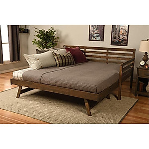 Kodiak Furniture Boho Wood Daybed with Pop Up Trundle in Walnut Brown Finish