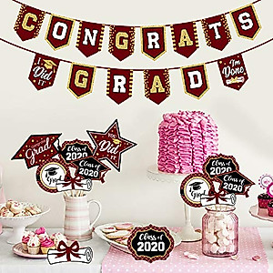 2023 Maroon Graduation Banner - No DIY Required maroon Graduation Party Supplies Decorations Grad Banner for College, High School Party (maroon Congrats Grad)