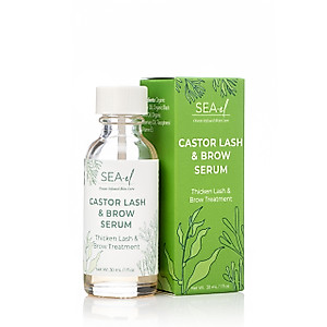 Sea El Castor Lash & Brow Serum Organic Castor Oil Rosemary Oil & Black Seed Oil Hair Conditioner - Eyelashes & Eyebrow Thickening & Growth Essentials for Women & Men - 1 fl oz Bottle