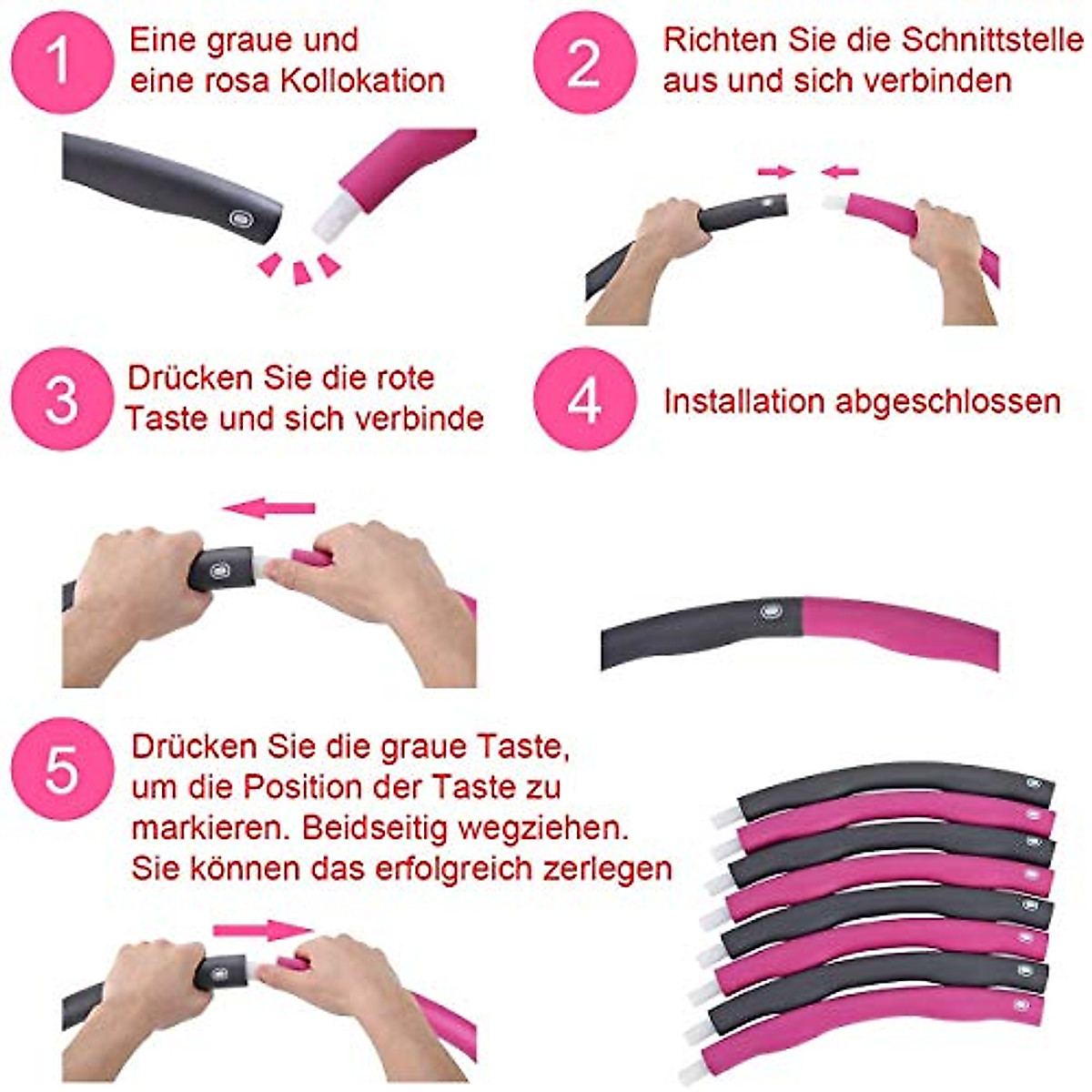 BetterSense Hoola Hoop for Adults - 8 Section Detachable Hoola Hoops, 2lb Weighted Hoola Hoop for Exercise - Portable Smooth & Soft Padding Weighted Hula Hoop