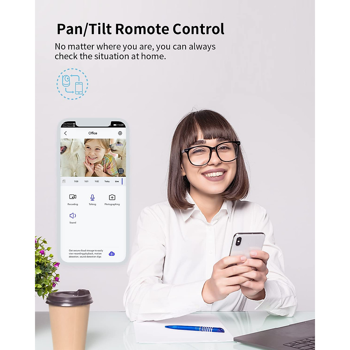 2.4/5G Wi-Fi Camera for Home Security Camera, Indoor Camera for Pets/Nanny, pet Camera with 2-Way Audio, Sound Detection, Night Vision, black