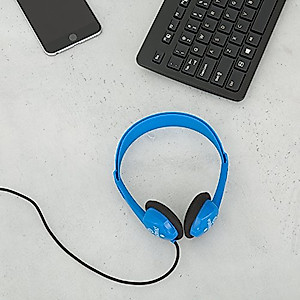 Egghead EGG-IAG-1000FA-BL-SO-20 Heavy-Duty Stereo School Headphones w/Tangle-Free Cord (Pack of 20)-Blue