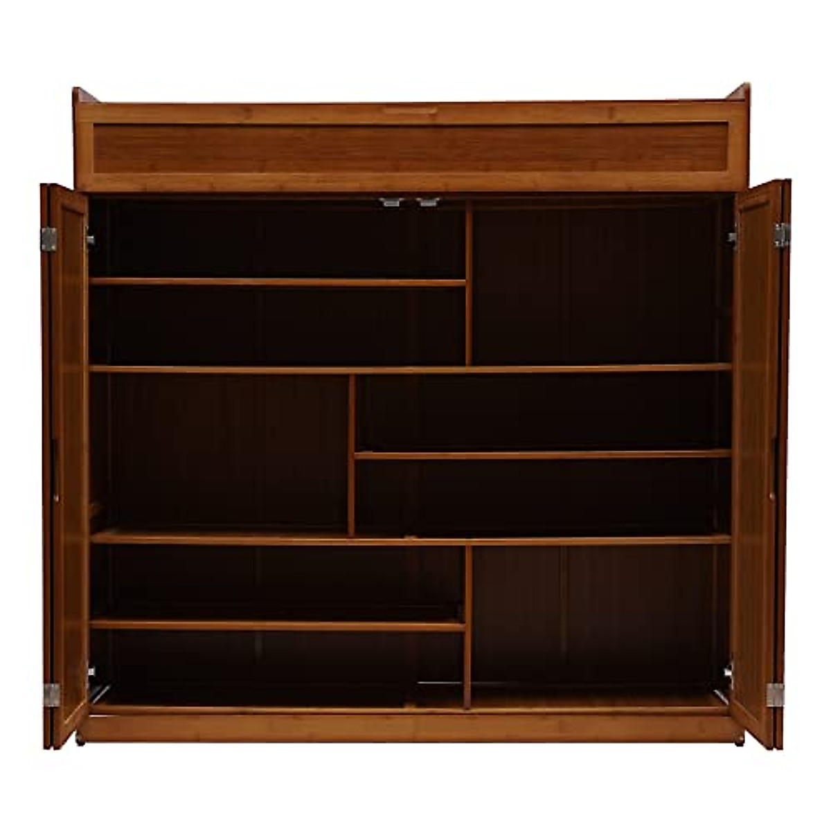 Bamboo 7-Tier Shoe Organizer Cabinet with Folding Door, Compartment Heels Long Boots, Hallway Entryway, Brown, Shoe Storage Cabinet, Shoes Rack Organizer for Bedroom Closet Entryway Living Room