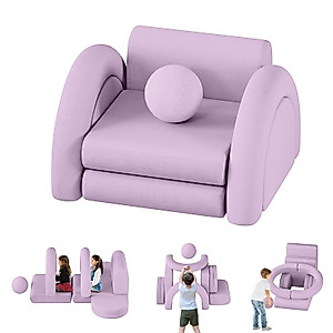wanan Modular Kids Play Couch, 8PCS Kids Couch with Balls and Tunnel, Kids Couch for Playroom and Bedroom, Kids Modular Couch for Playing, Creativing, Modular Couch Kids (Blueberry)
