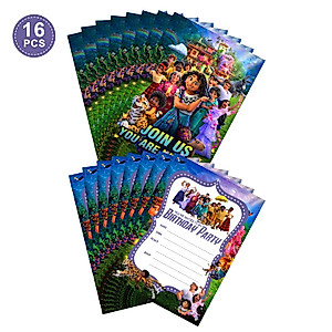 BNFUO 16 Pcs Encanto Party Favor Invitations Cards for Magic Movie Themed Birthday Party Decorations