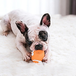 IEUDNS Squeaky Dog Toys Cartoon Dog Balls with Squeaker Rubber Latex for Small and Medium Breed, Orange Rugby