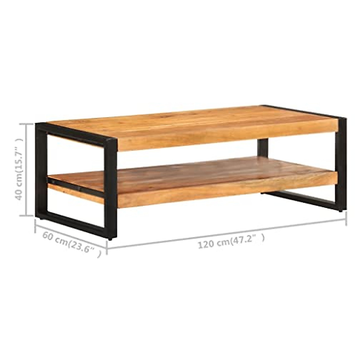 QJBSAVVA Coffee Table 47.2"x23.6"x15.7" Solid Acacia Wood,Bedside Tables Side Tables End Tables Entrance Tables Suitable for Meeting Rooms, Reception Rooms, Offices